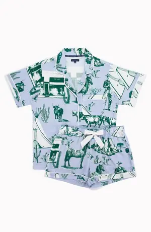 KATIE KIME Marfa Toile Shorts Set - Light Blue
