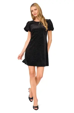 CECE DUPRAZ Velvet Bubble Sleeve Dress