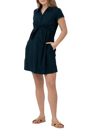 RIPE MATERNITY Colette Tie Up Linen Dress - Biro