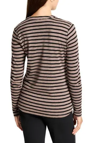 NIC+ZOE Stripe Long Sleeve Henley T-shirt