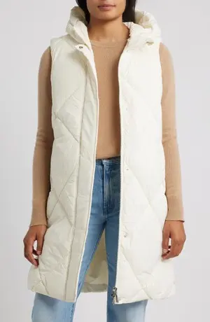 Sam Edelman Quilted Hooded Puffer Vest - Modern Ivory