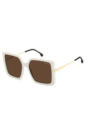Carrera Eyewear 57mm Rectangular Sunglasses - Ivory/brown