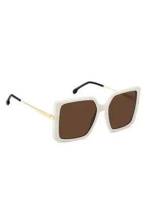 Carrera Eyewear 57mm Rectangular Sunglasses - Ivory/brown