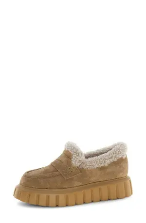 VOILE BLANCHE Grenelle Genuine Shearling Platform Loafer - Brown
