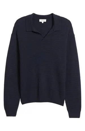 FRAME Textured Wool And Cashmere Sweater - Dark Navy
