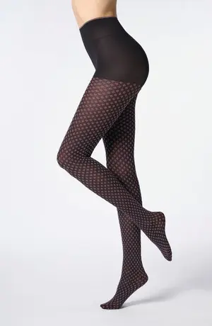 Oroblu Geometric Pattern Tights - Black/rose