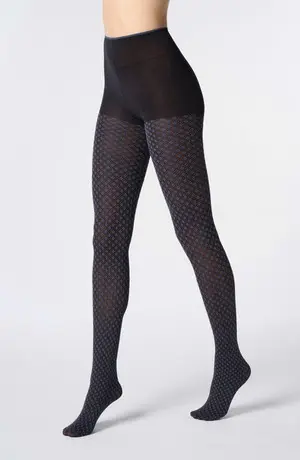 Oroblu Geometric Pattern Tights - Black/sky