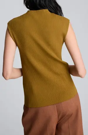 KENNETH COLE Mock Neck Chevron Rib Tank