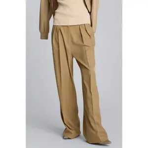 KENNETH COLE Pinstripe Pleated Wide Leg Pants - Amber Melange/white