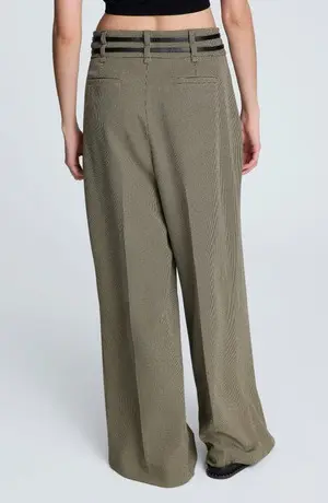 KENNETH COLE Houndstooth Pleated Wide Leg Trousers