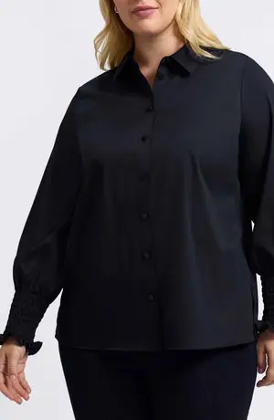 Foxcroft Avril Matte Sateen Button-up Shirt - Black