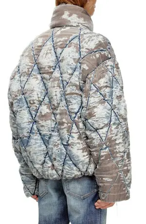 DIESEL® W-kons Distressed Denim Quilted Jacket