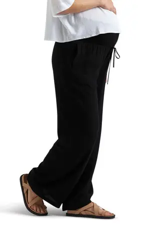 RIPE MATERNITY Shirred Waistband Pants - Black