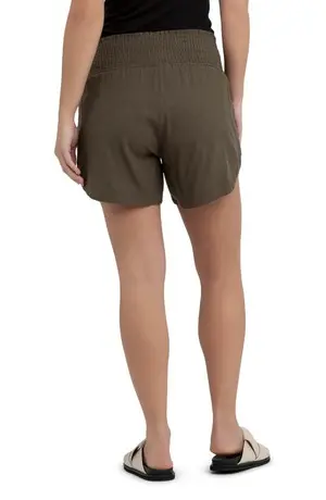 RIPE MATERNITY Shirred Linen Shorts - Olive