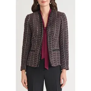 KASPER Collarless Tweed Kiss-lock Jacket
