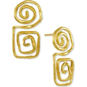 OTTOMAN HANDS Megara Geometric Spiral Stud Earrings - Brass