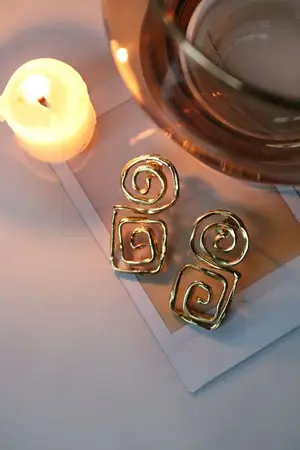 OTTOMAN HANDS Megara Geometric Spiral Stud Earrings - Brass
