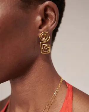 OTTOMAN HANDS Megara Geometric Spiral Stud Earrings - Brass