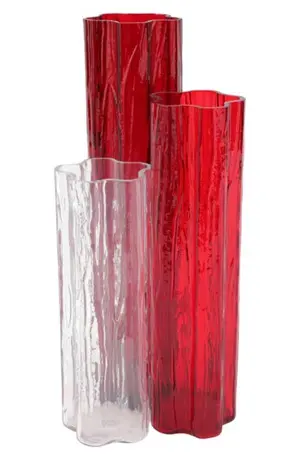 VIETRI Flora Triple Glass Vase - Red