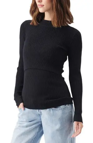 RIPE MATERNITY Lift Up Nursing Knit Top - Black
