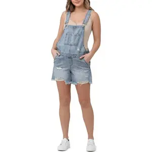 RIPE MATERNITY Denim Short Overalls - Pale Blue