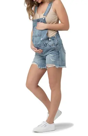 RIPE MATERNITY Denim Short Overalls