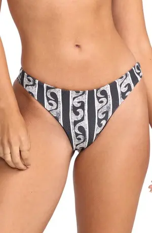 BILLABONG Wave Watcher Tanga Bikini Bottoms - Black White