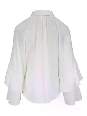 Veronica Beard Demaris Ruffled Bell-sleeve Shirt - Neutrals