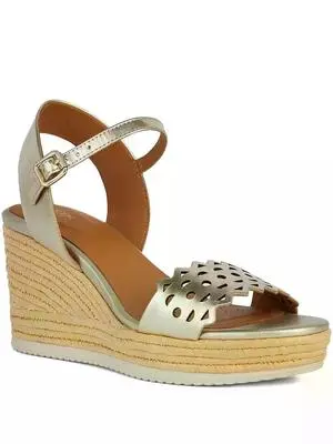 Geox 75mm Ponza Ankle-strap Wedge Sandals - Gold