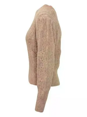 MARANT ETOILE Puff-sleeve Open-knit Sweater - Neutrals