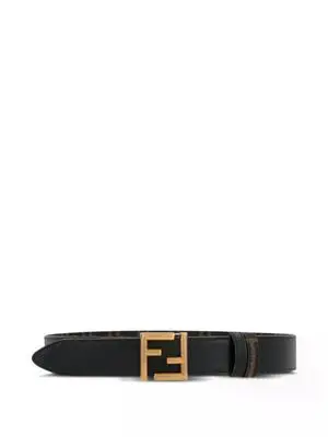 Fendi Ff-logo Leather Belt - Black