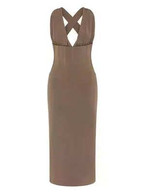 Rebecca Vallance Misha Cross-back Corset Midi Dress