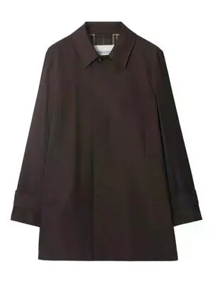 Burberry Gabardine Coat With Check Undercollar