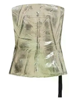 Rick Owens Metallic-effect Frayed-edge Top