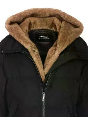 LOU ANDREA Hooded Zip-front Parka Coat - Black