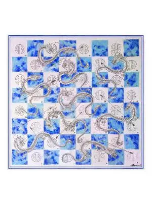 Shanghai Tang Dragon Arrow Silk Scarf - Blue