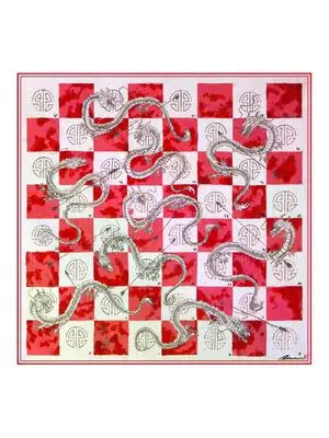Shanghai Tang Dragon-arrow Silk Scarf Red