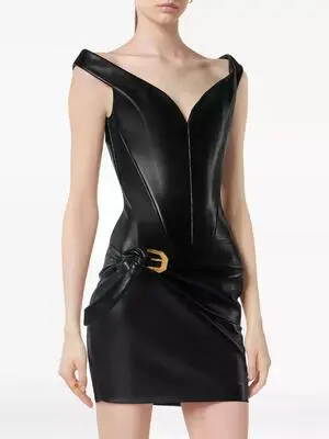 Versace Belted Leather Mini Dress