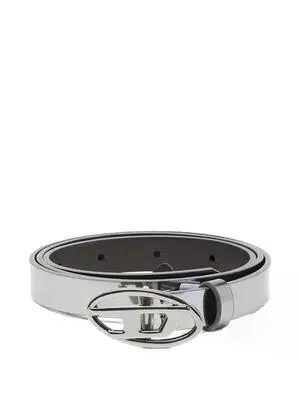 DIESEL® Logo-plaque Leather Belt - Grey
