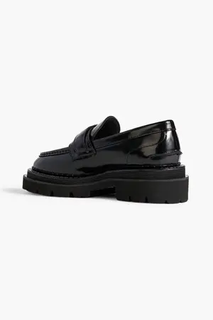 Sandro Buckled Glossed-leather Loafers