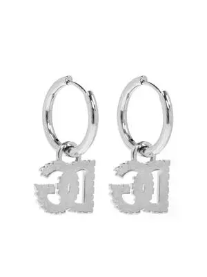 Dolce & Gabbana Hoop Earrings With Crystal Logo - Silver