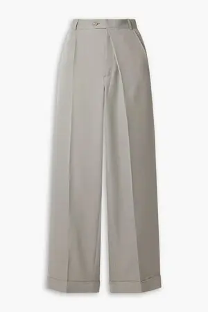 BETTTER Asymmetric Pleated Wool-blend Pants - Gray