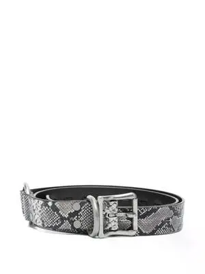 Martine Rose Snakeskin-print Buckle Belt - Grey