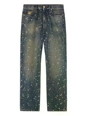 Versace Crystal-embellished Straight Leg Jeans