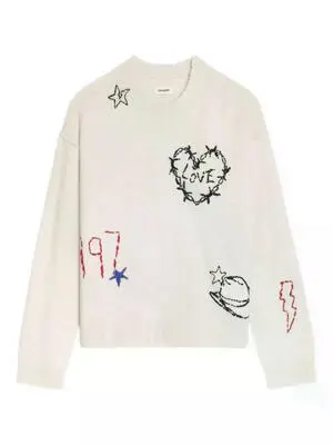 Zadig&Voltaire Embroidered Heart Detail Sweater Neutrals