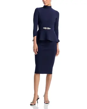 Chiara Boni La Petite Robe Haby Peplum Mock Neck Dress - Midnight