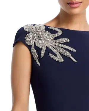 Chiara Boni La Petite Robe Hesup Embellished Cap Sleeve Dress - Midnight
