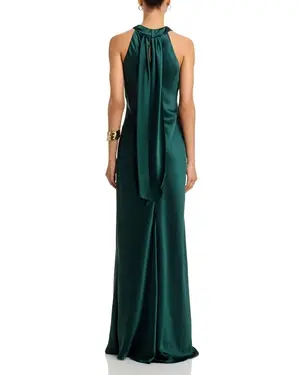 Aqua Sleeveless Satin Gown - Hunter