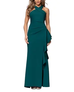 Aqua Open Back Evening Dresses