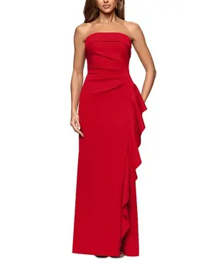Aqua Scuba Strapless Gown - Red